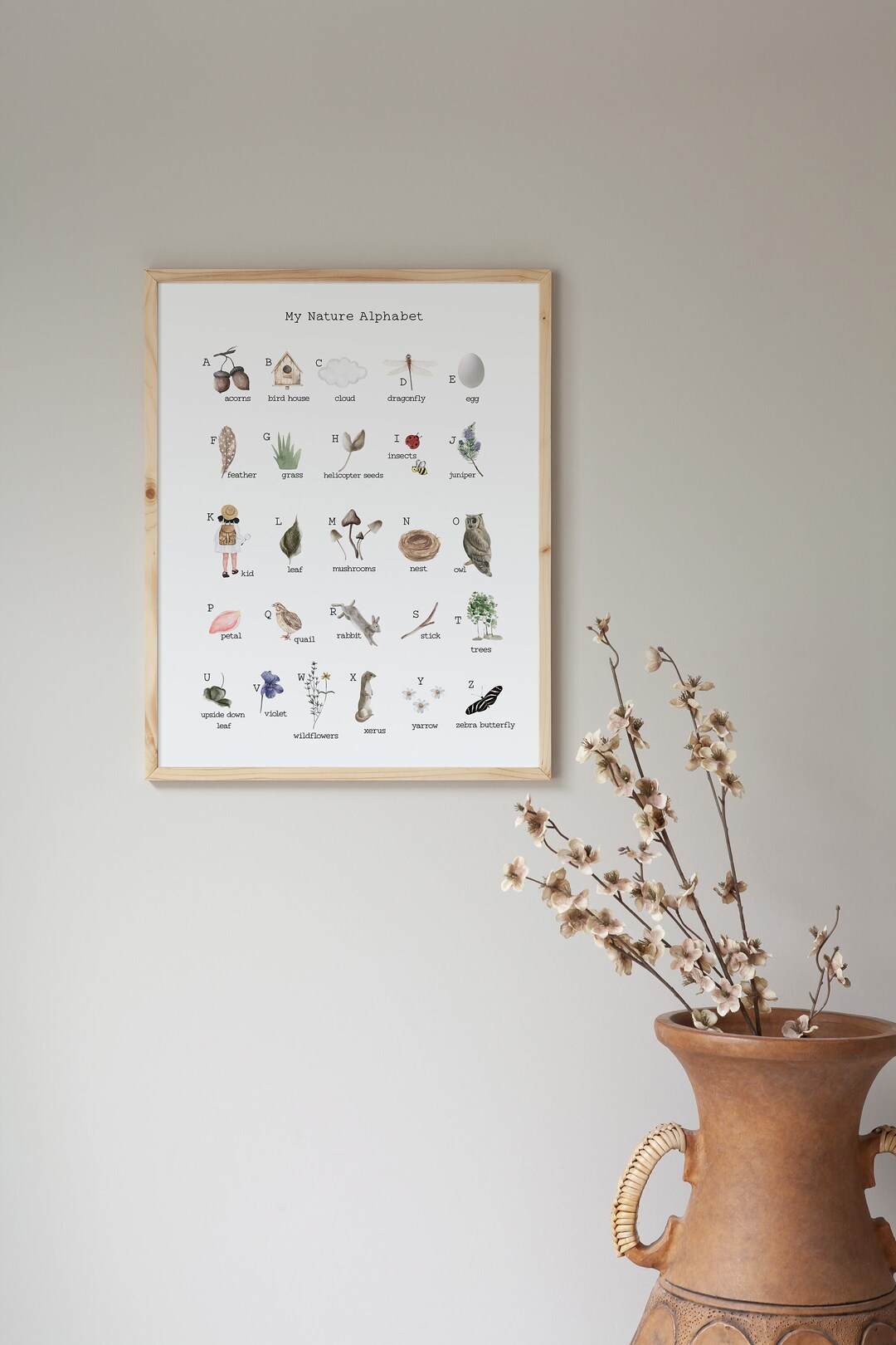 Nature Alphabet Print Alphabet Poster Montessori Nursery Prints ABC ...