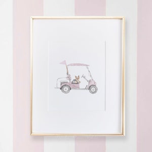 Yorkie Golf Cart Art Pink Golf Nursery Prints Girl Golf Wall Art Golf ...