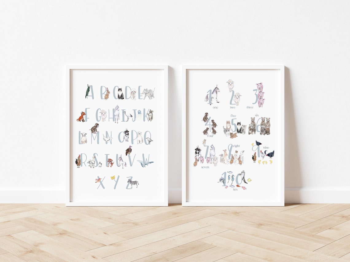 Animal Alphabet Poster Nursery Wall Art Animal Alphabet - Etsy