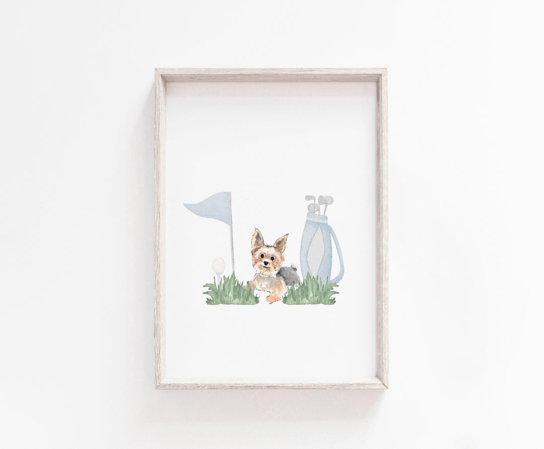 Yorkie Golf Nursery Art | Golf Nursery Prints | Golf Wall Art | Golf ...