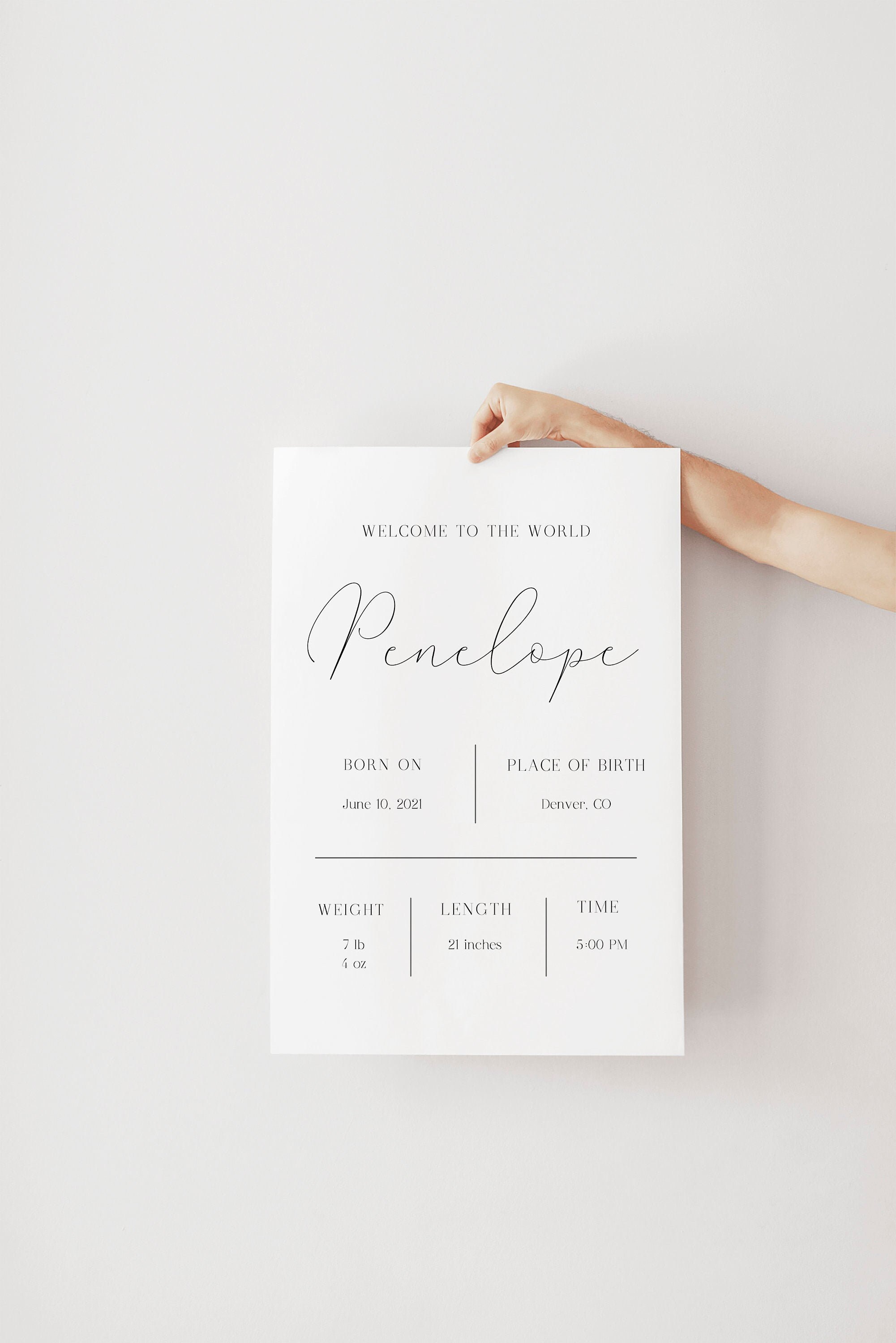 Birth Details Print Birth Stats Print Printable Birth Stats - Etsy