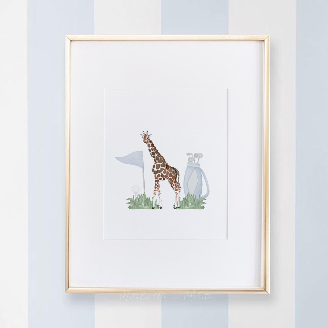 Giraffe Golf Art Golf Nursery Wall Art Giraffe Golf Art for Boys ...