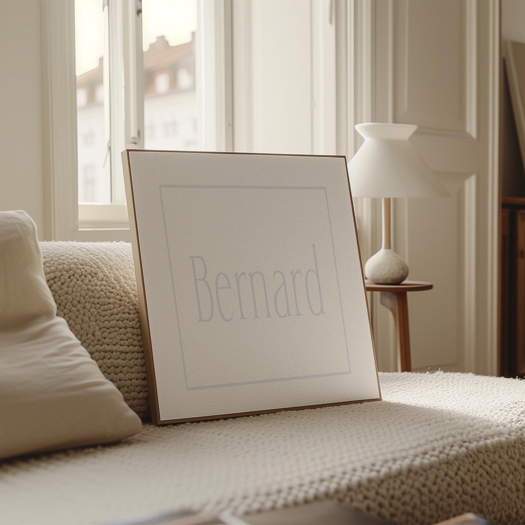 Soft Blue Baby Name Wall Art: Personalized Nursery Decor (digital ...