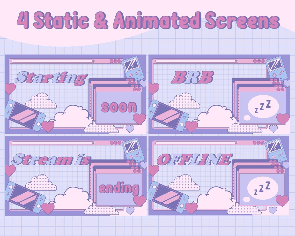 Animated Cute Stream Overlay Package for Twitch/youtube Pink Aesthetic ...