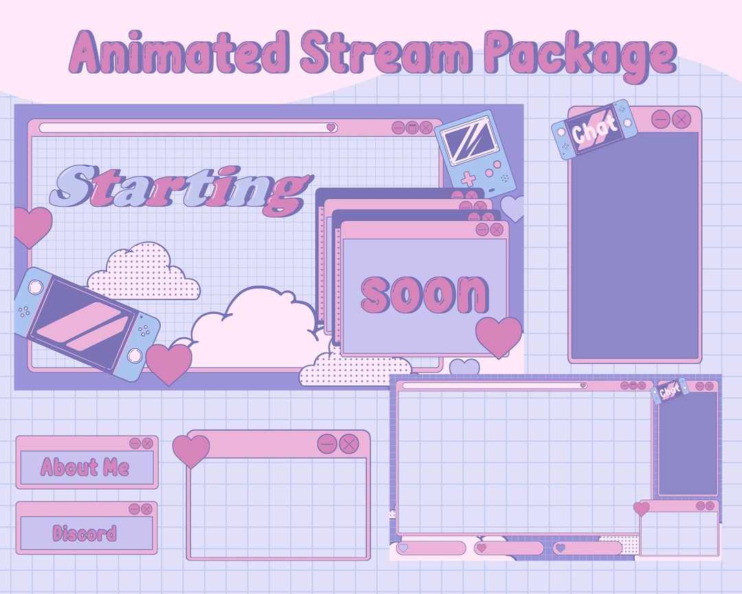 Animated Cute Stream Overlay Package - for Twitch/youtube - Pink ...