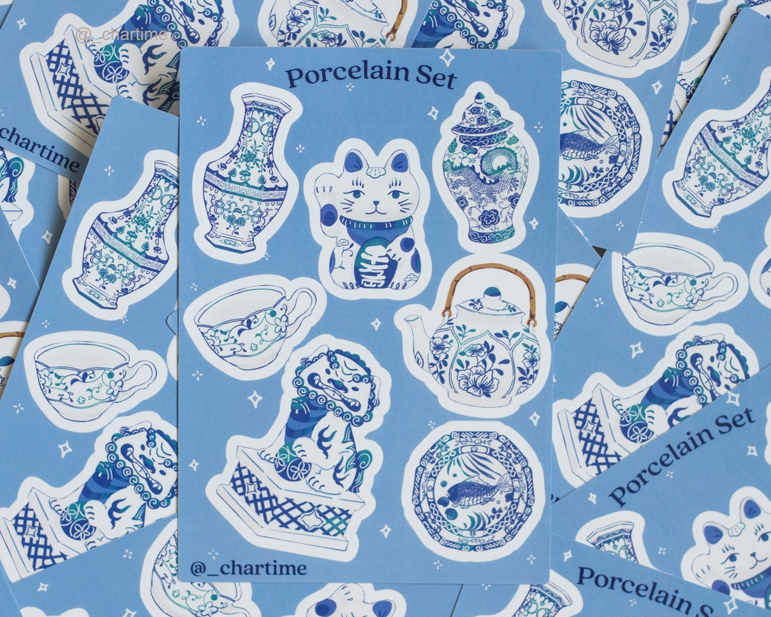 Porcelain Sticker Sheet / Pottery Illustration / Fine China ...