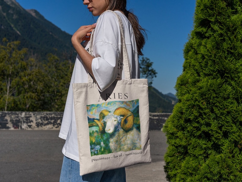 ARIES Zodiac Horoscope Tote Bag, Painting Inspired by Claude Monet ...