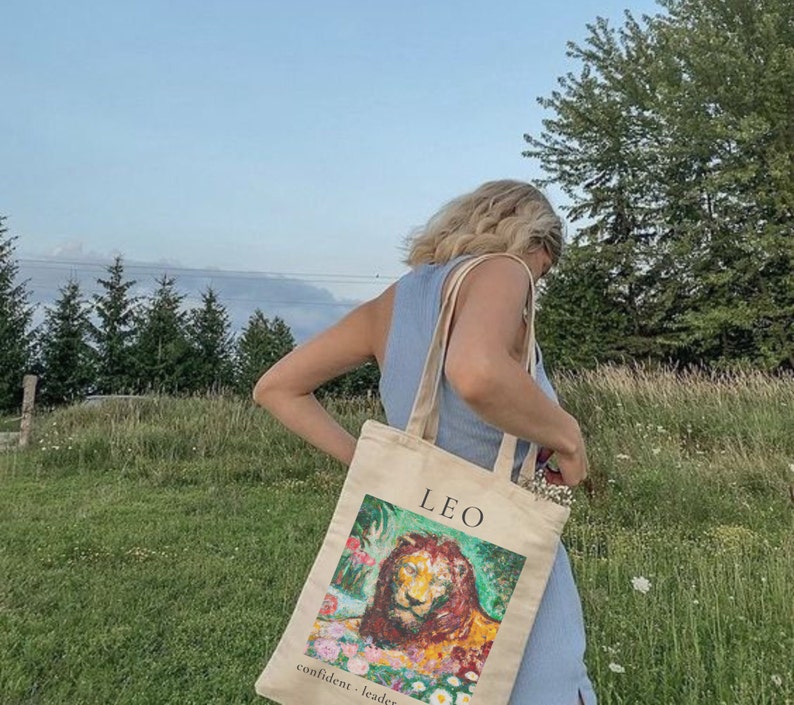 LEO Zodiac Sign Tote Bag, Painting Inspired by Claude Monet Zodiac ...