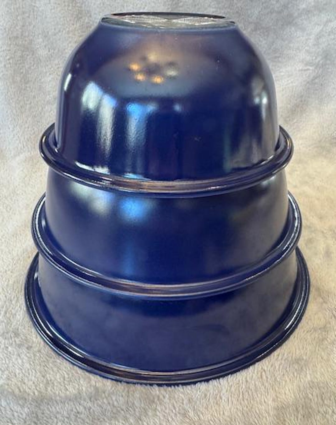 Vintage Navy Blue Pyrex Nesting Bowl Set With Clear Bottom ~ #325, #323 ...
