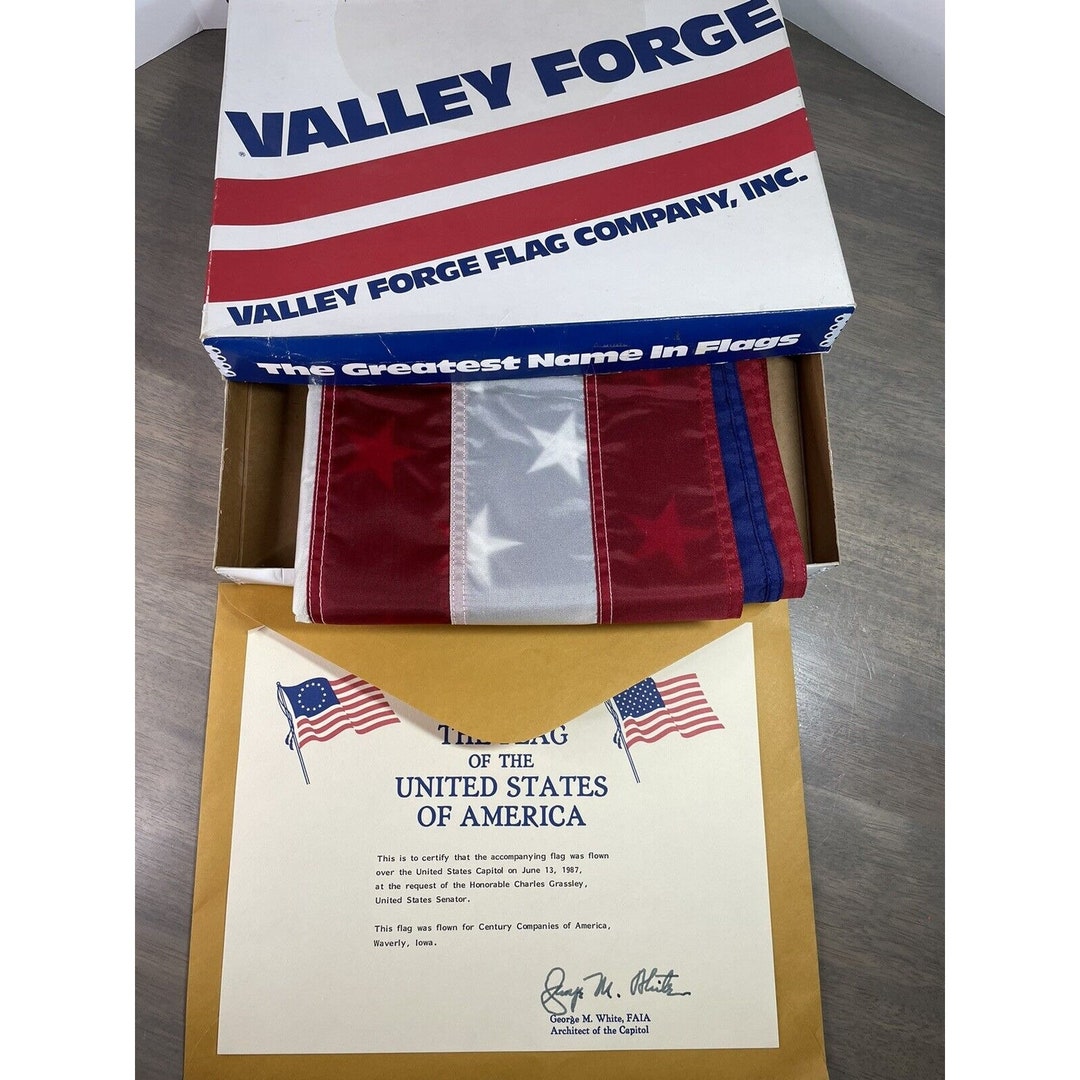 Vintage Valley Forge FLAG Flown Over Capitol 3' X 5' With Box and COA ...
