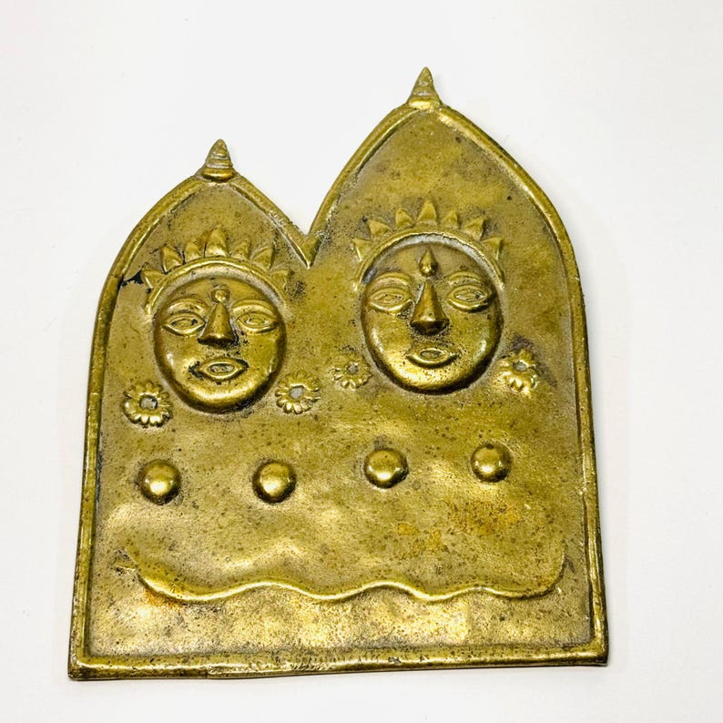 Vintage Indian Hindu Brass Wall Art Talisman BEAUTIFUL - Etsy