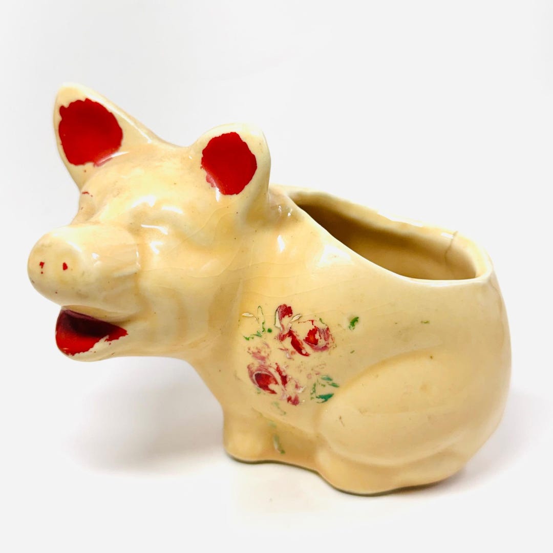 Antique Small 5" Pig Planter With Some Paint Remaining - Etsy