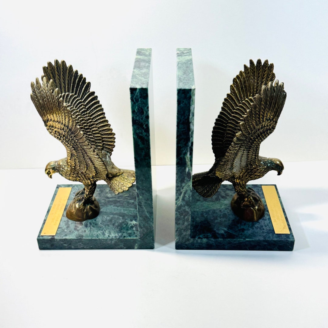 Vintage Eagle Brass and Marble Bookends With Bible Verses - Etsy