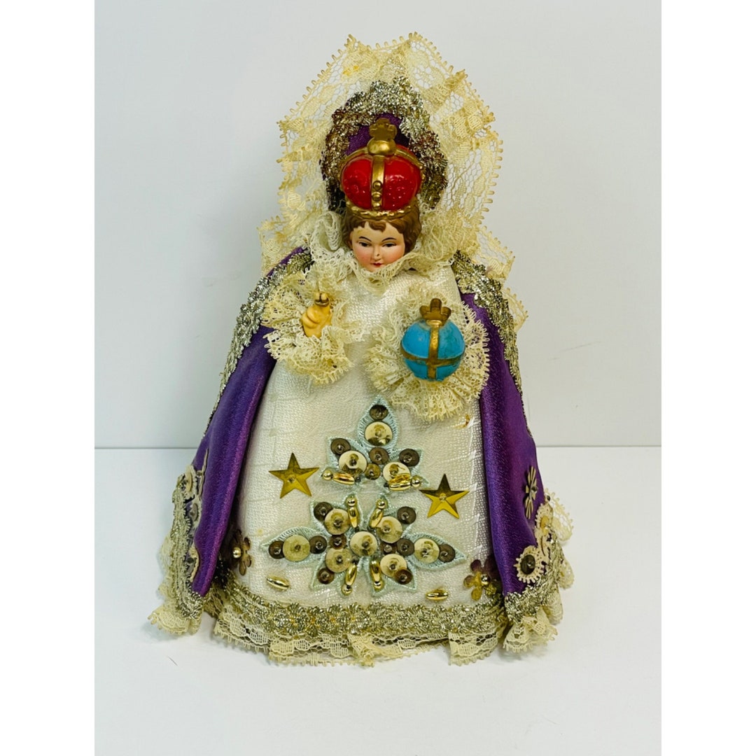 Vintage Infant of Prague Handmade Lace Ornate Robes Statue Figurine - Etsy