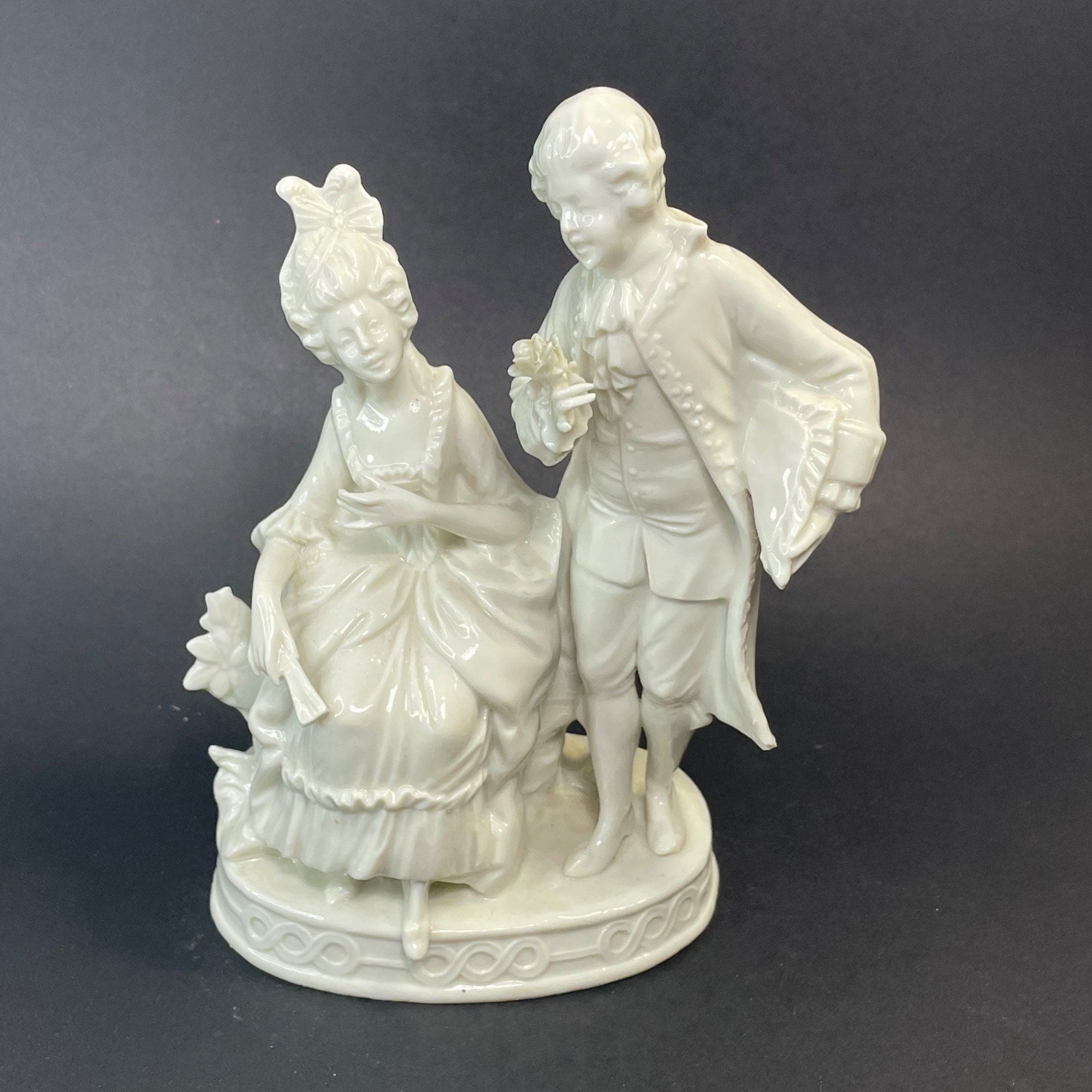 Antique Capodimonte Crown Over N White Figurine Courting Couple ...