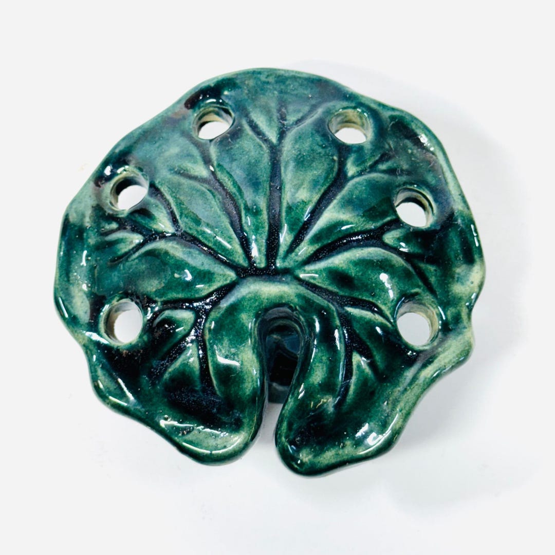 Vintage RARE Green Lily Pad Flower Frog Made in Japan - Etsy