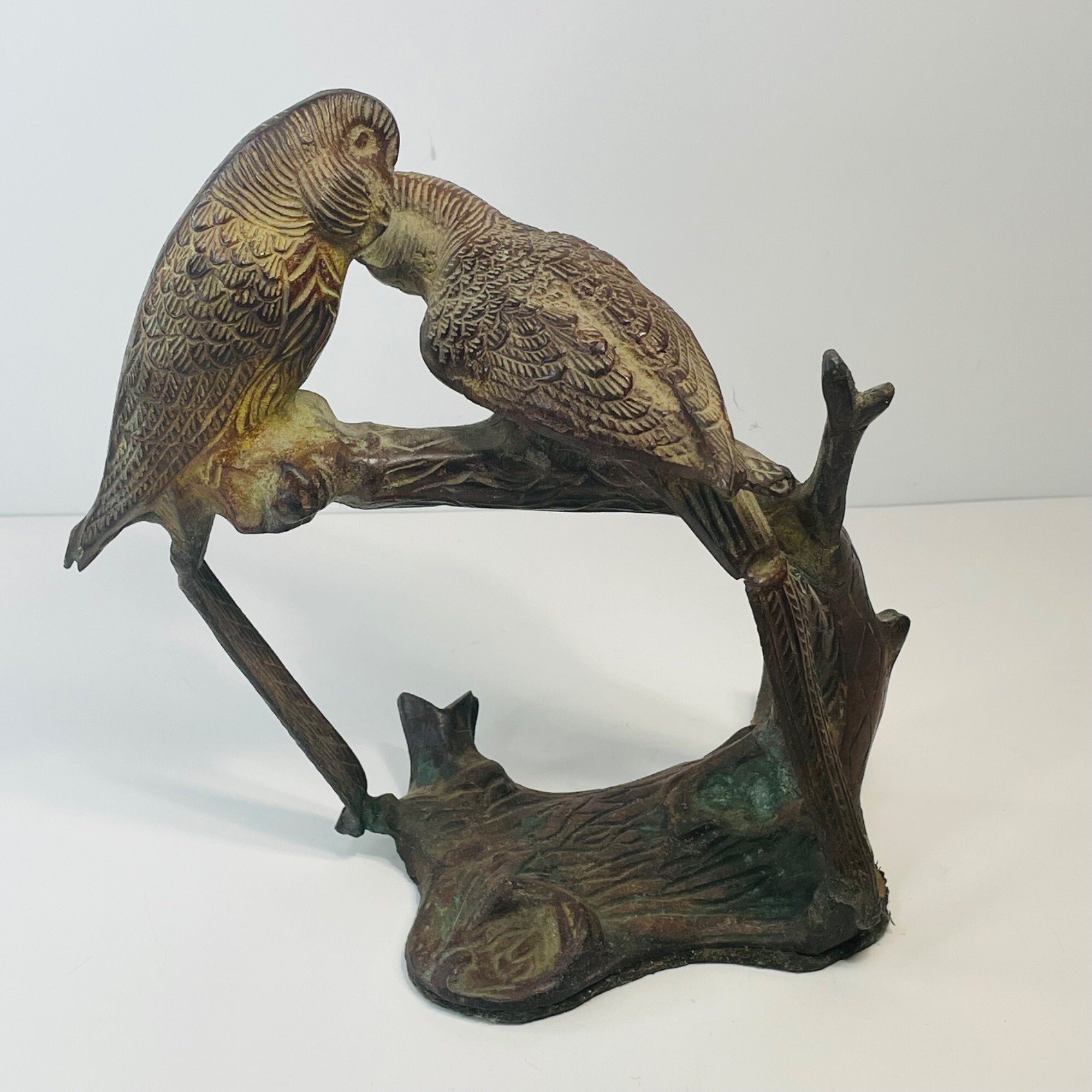 Vintage Long Tail Bronze Parakeets Sculpture Statue - Etsy