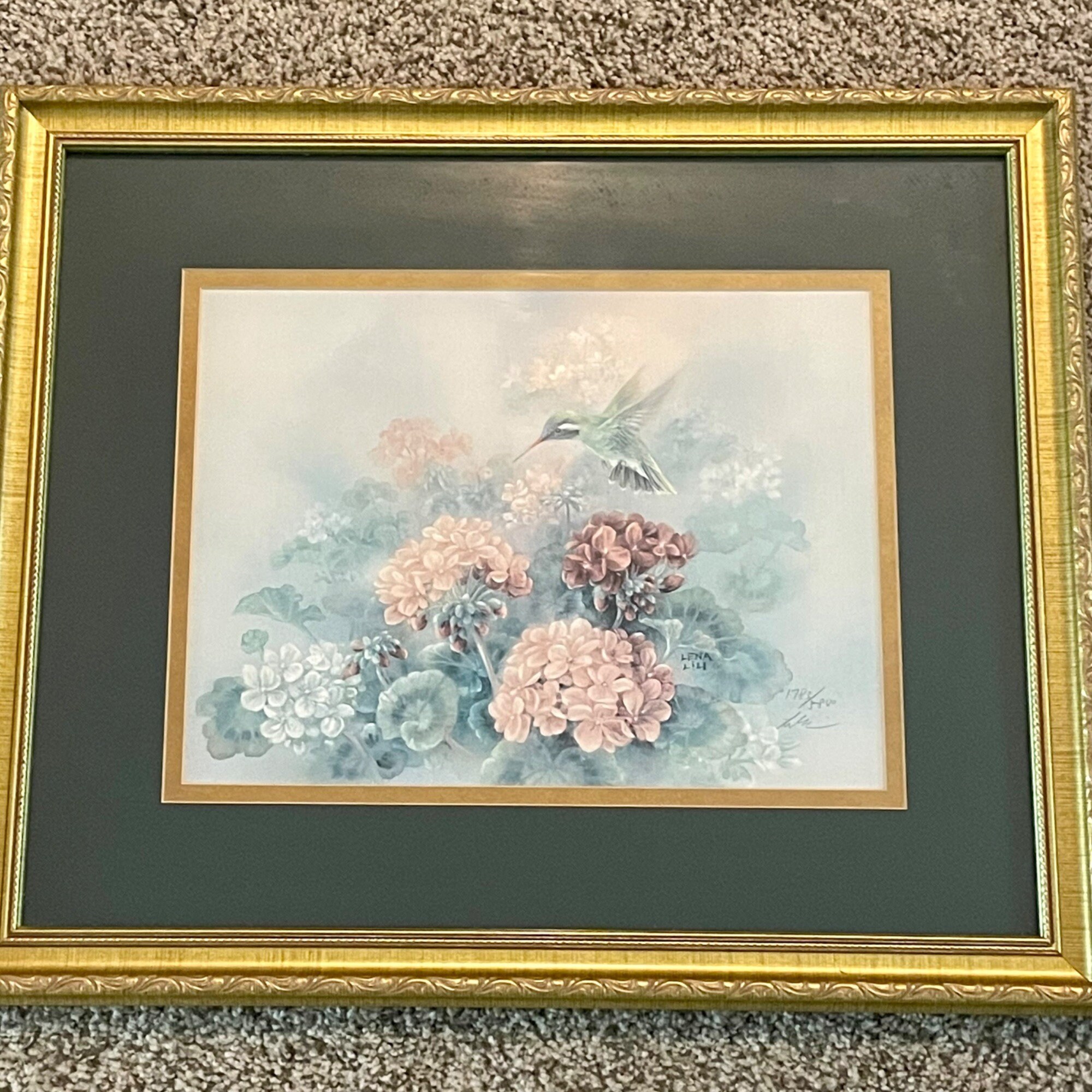 Vintage Signed and Numbered Lena Liu Hummingbird Geraniums - Etsy