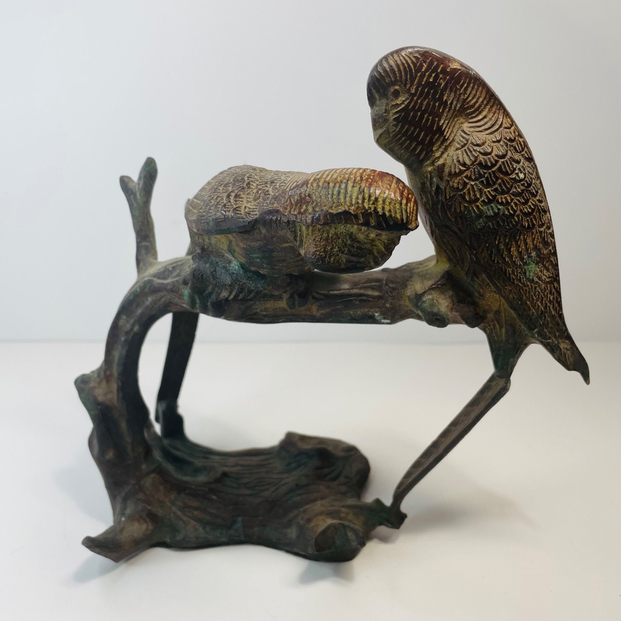 Vintage Long Tail Bronze Parakeets Sculpture Statue - Etsy
