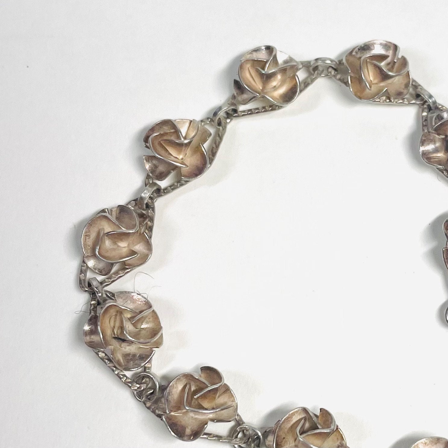 Vintage 3D Sterling Silver Roses Bracelet BEAUTIFUL - Etsy