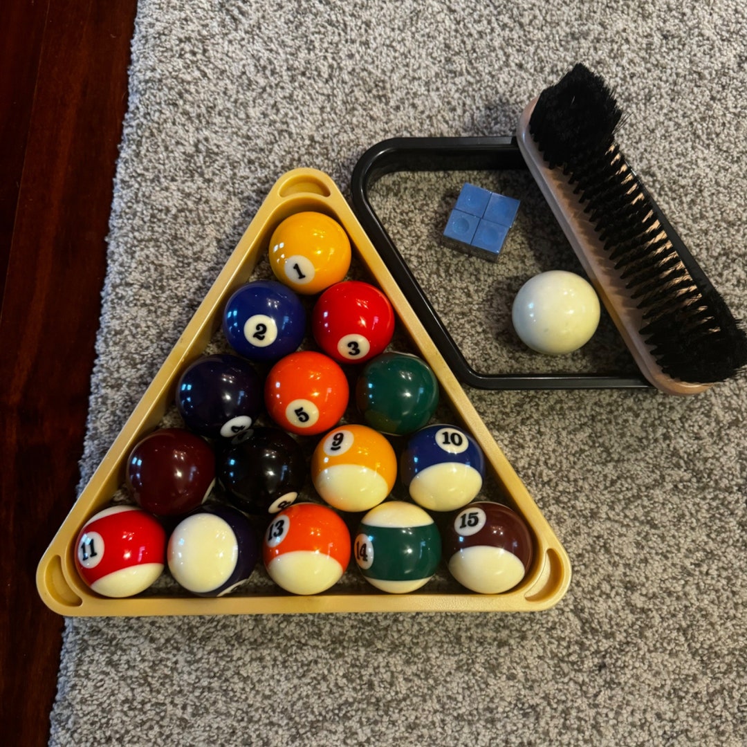 Vintage Complete Pool Ball Set With Triangle and Other Accessories - Etsy