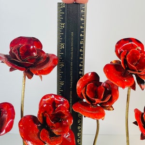 Vintage Pair Toleware Metal Red Roses Statues Beautiful - Etsy