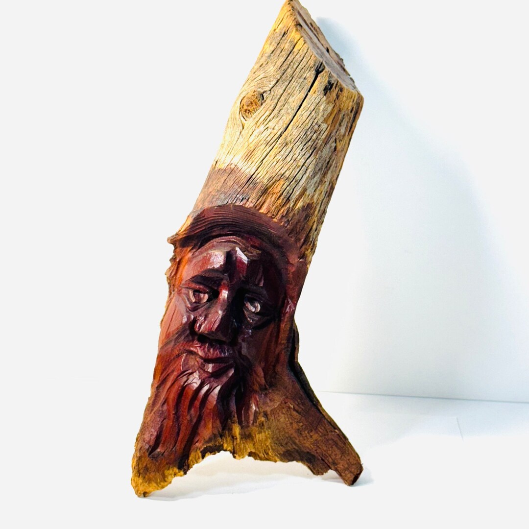 Vintage Hand Carved Wood Wizard - Etsy