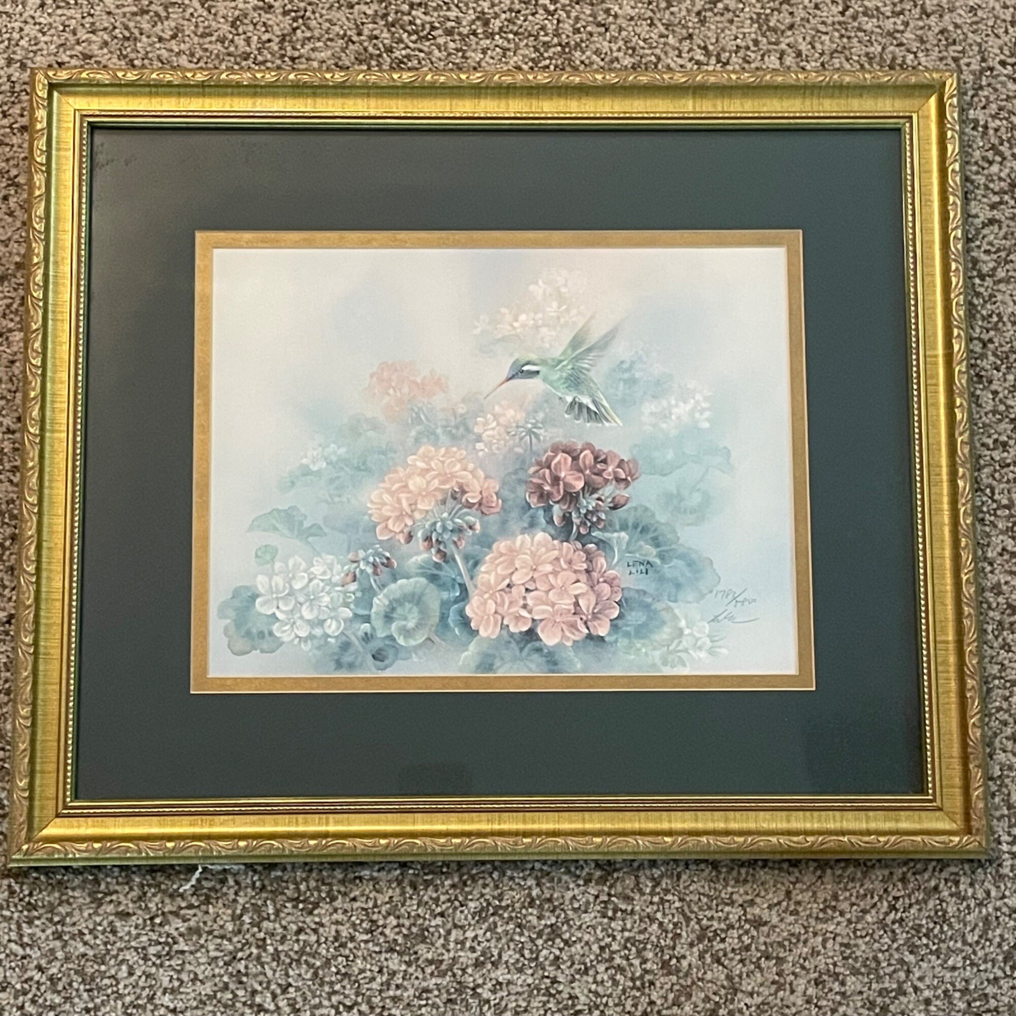 Vintage Signed and Numbered Lena Liu Hummingbird Geraniums - Etsy