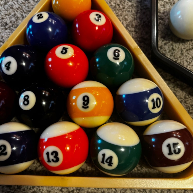 Vintage Complete Pool Ball Set With Triangle and Other Accessories - Etsy