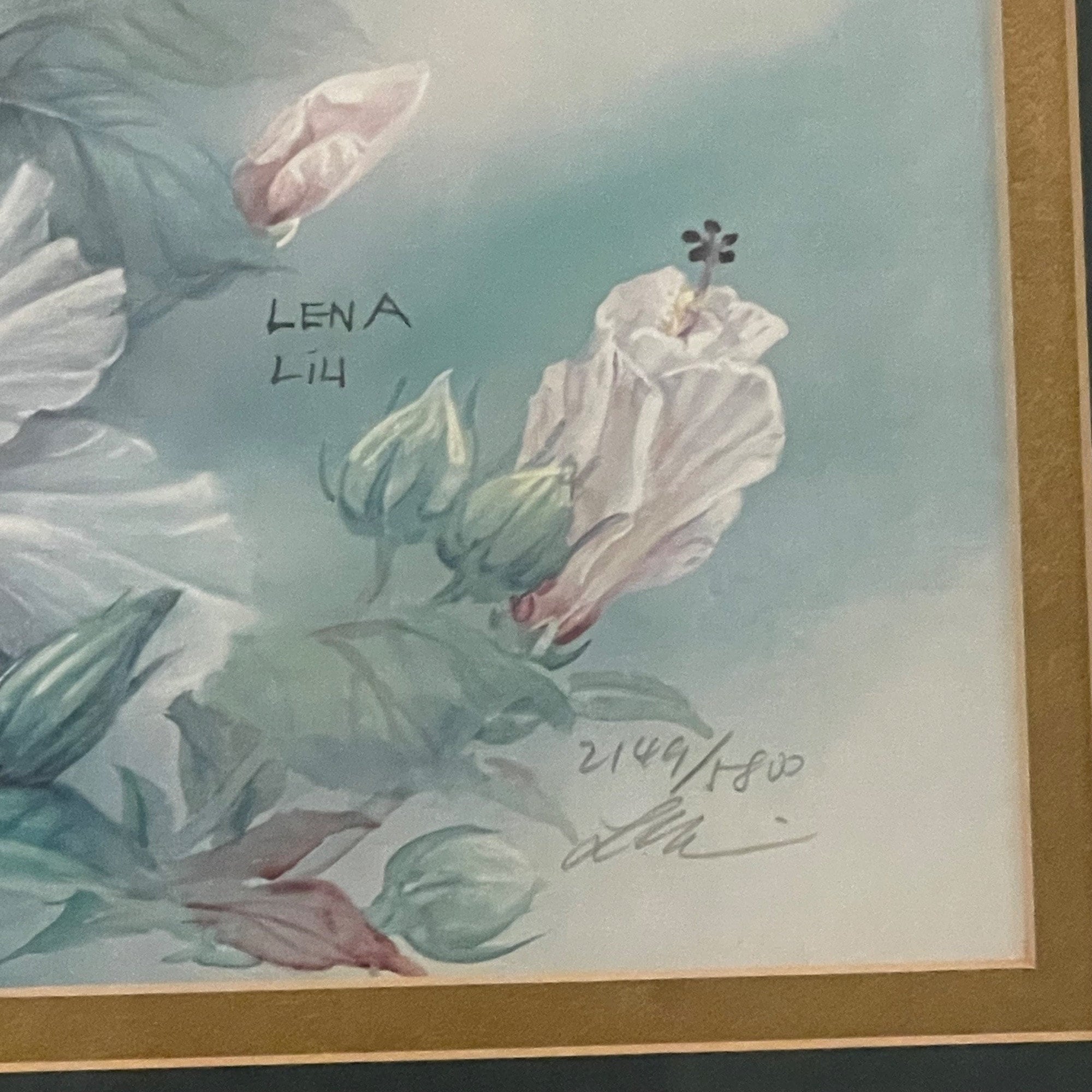 Vintage Signed and Numbered Lena Liu Hummingbird Hibiscus Framed Print ...