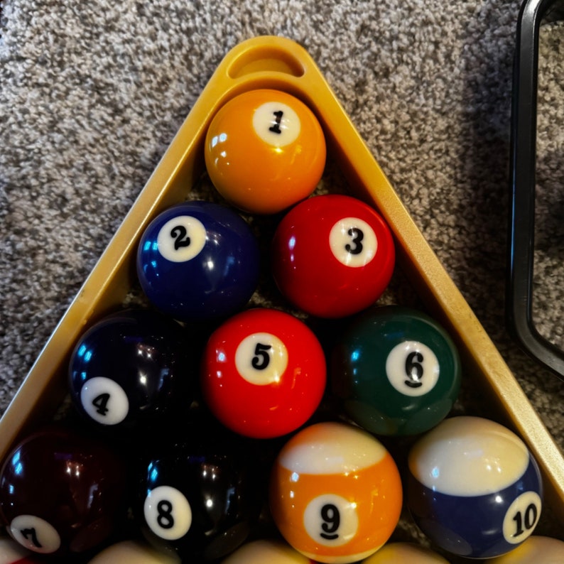 Vintage Complete Pool Ball Set With Triangle and Other Accessories - Etsy
