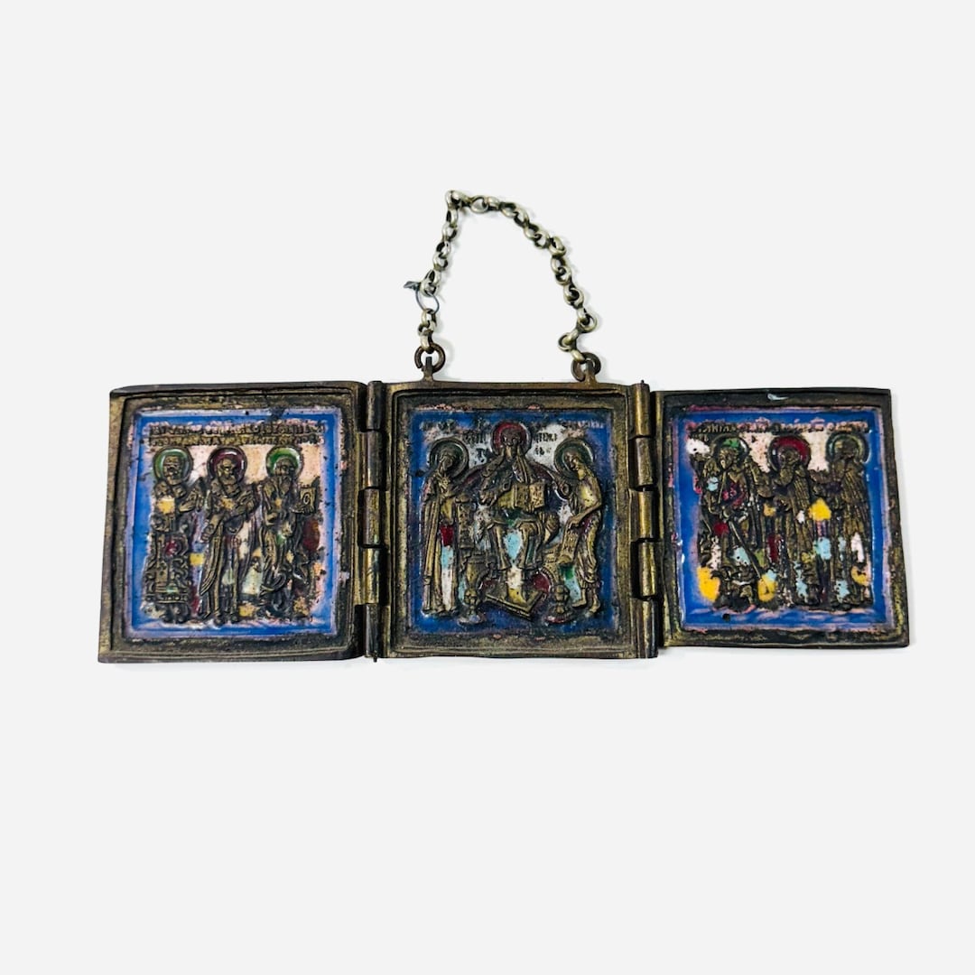Antique Russian Orthodox Travel Triptych Hinged Metal - Etsy