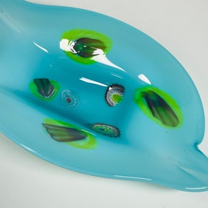 Vintage Murano Cased Glass Fish Shape Bowl Blue Millefiori - Etsy
