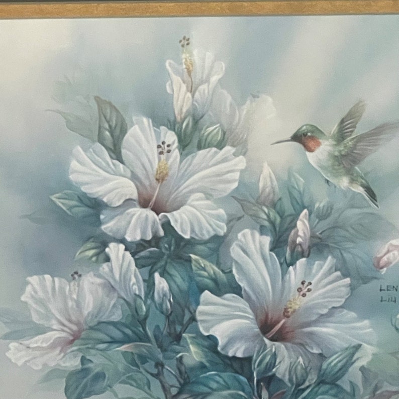 Vintage Signed and Numbered Lena Liu Hummingbird Hibiscus Framed Print - Etsy