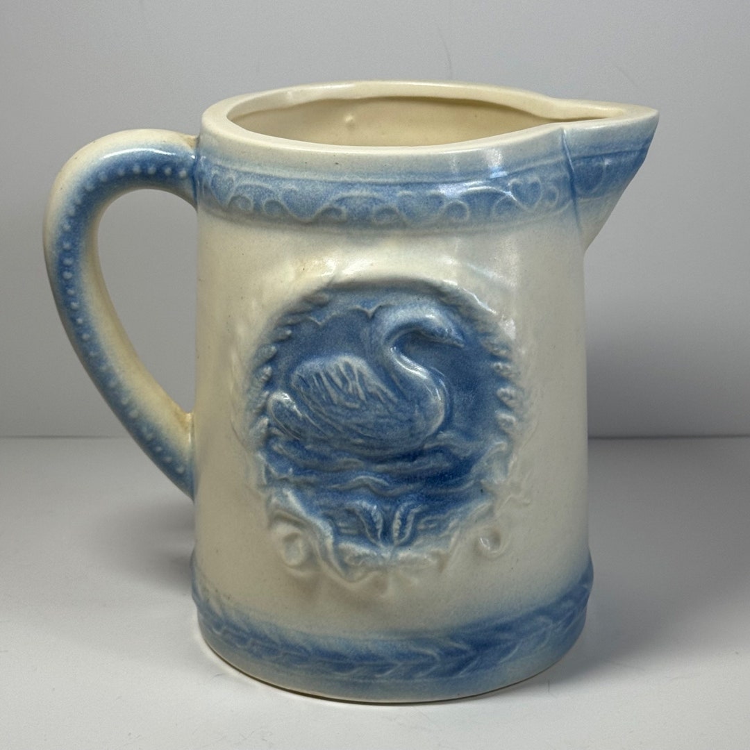 Vintage Haeger Swan Pitcher Vase Blue White Pottery Club Piece - Etsy