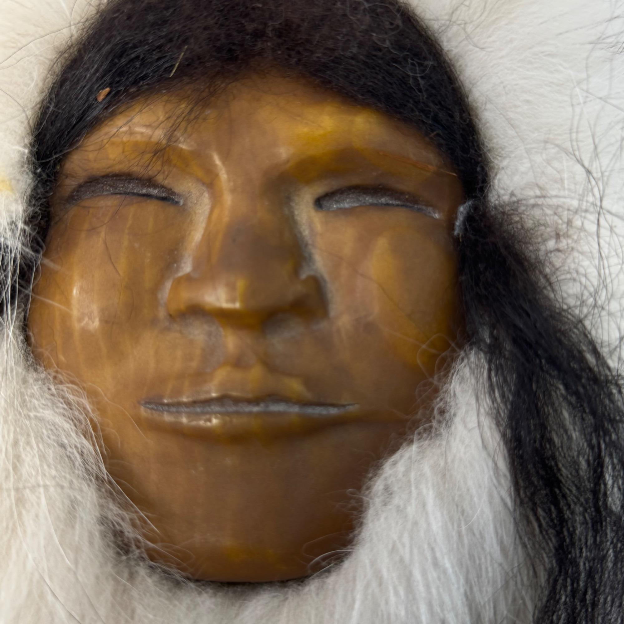 Vtg Inuit Wood and Fox Fur Wall Art by Alaskan Fossil Products ...