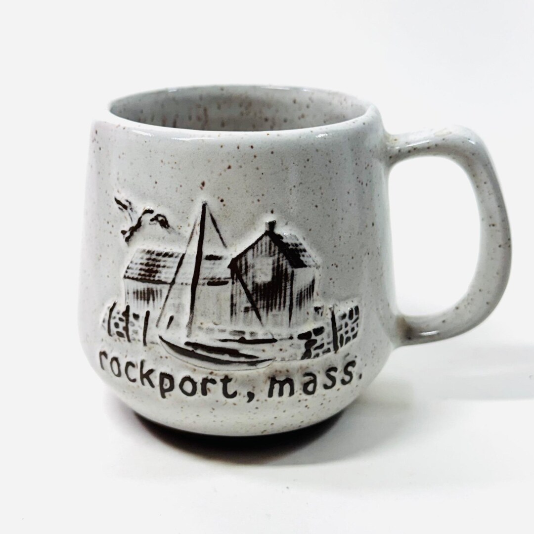 Vintage Onion River Pottery Vermont Coffee Mug Rockport, Mass Sailboat ...