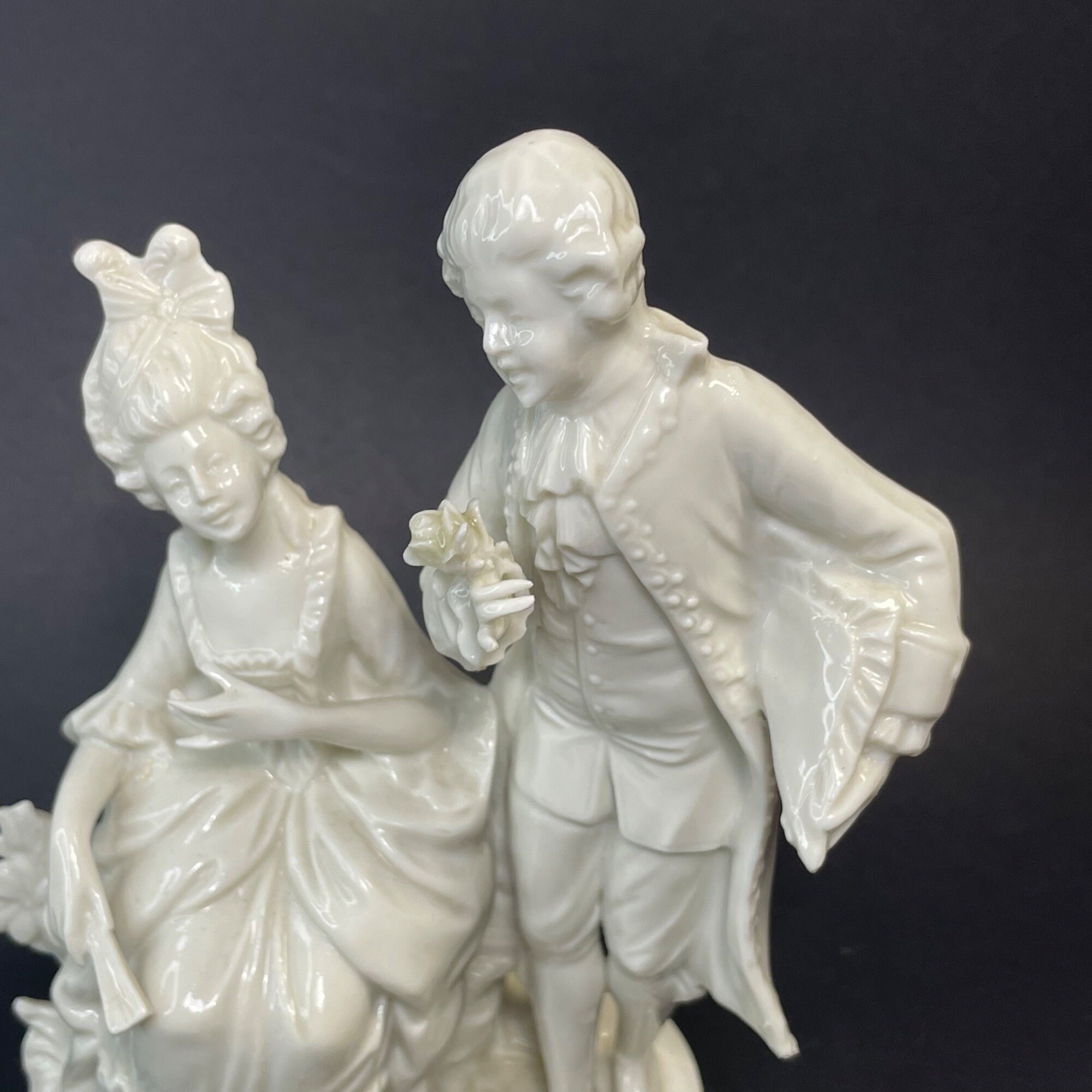 Antique Capodimonte Crown Over N White Figurine Courting Couple ...