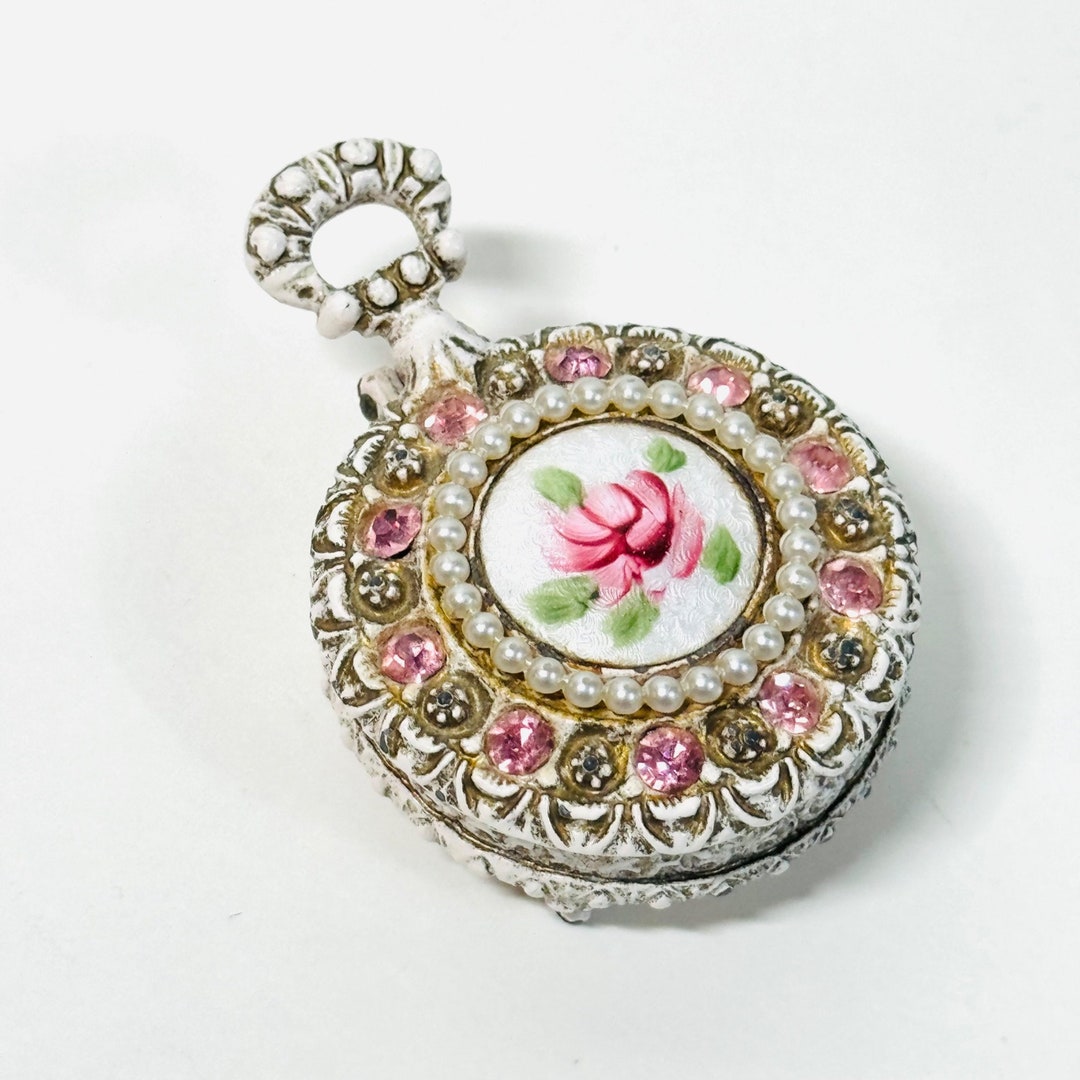 Vintage FLORENZA Hinged Trinket Box Pearls Jewels STUNNING - Etsy