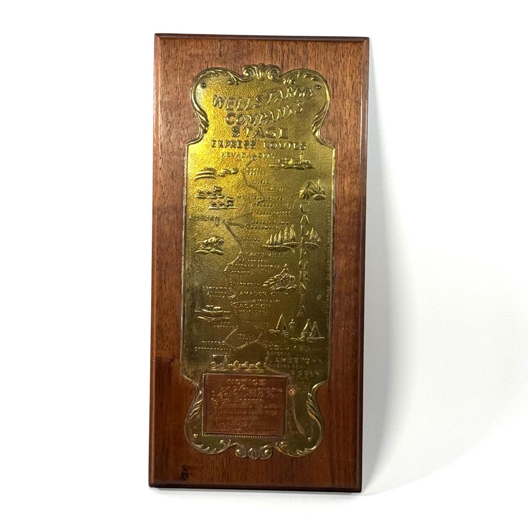 Vintage WELLS FARGO Company’s Stage and Express Routes Brass Door Push ...