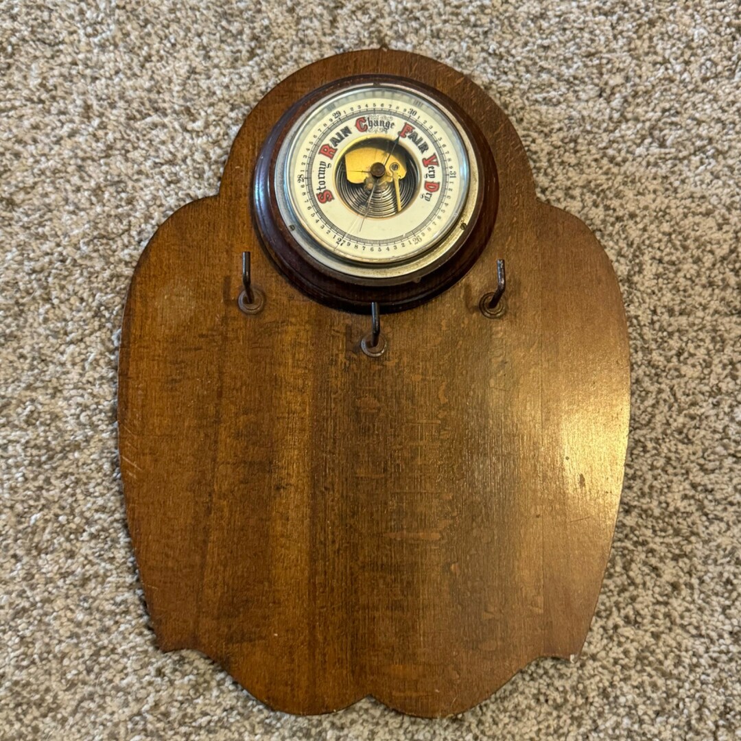 Vintage Barometer Wood Framed Hanging Key Hook - Etsy