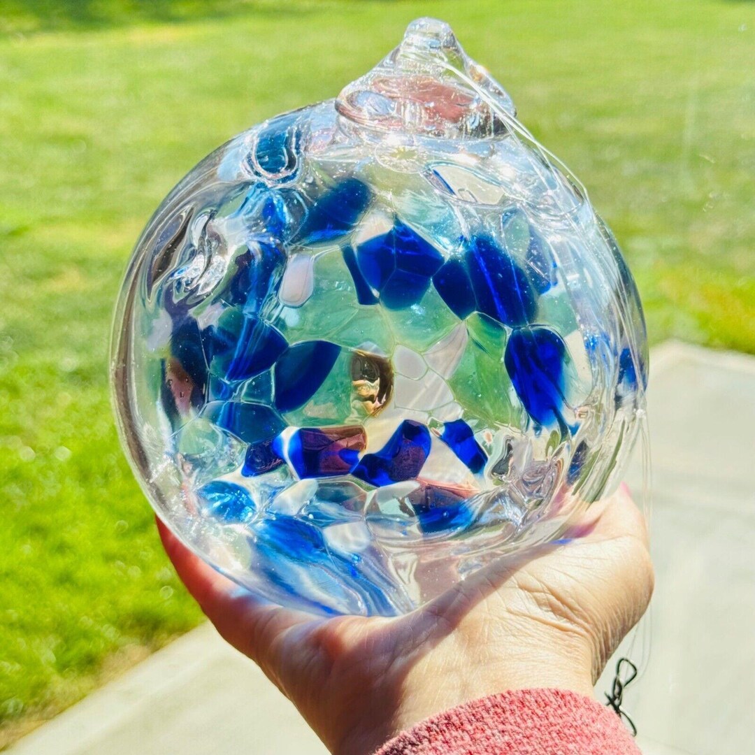 Kitras Blown Art Glass Witch Ball 5.75 Tree of Friendship Blues ...
