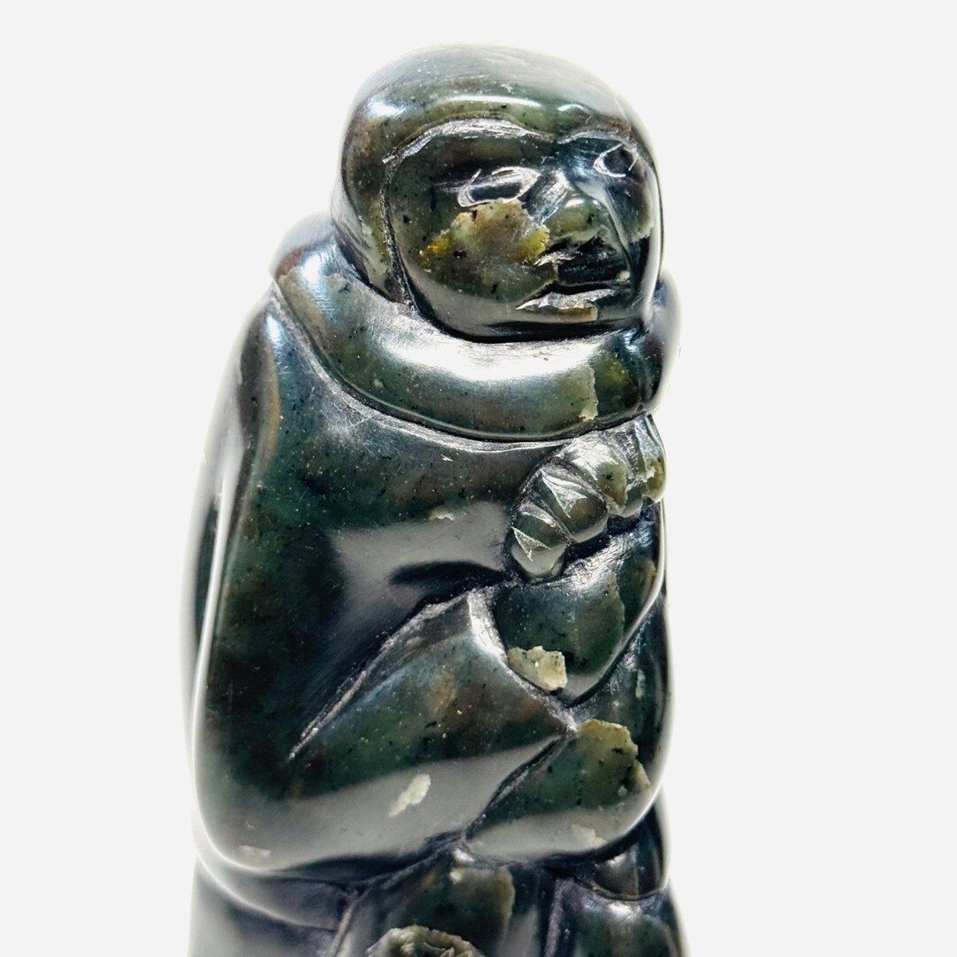 Vintage Signed Inuit Green Stone Carving Beautiful - Etsy