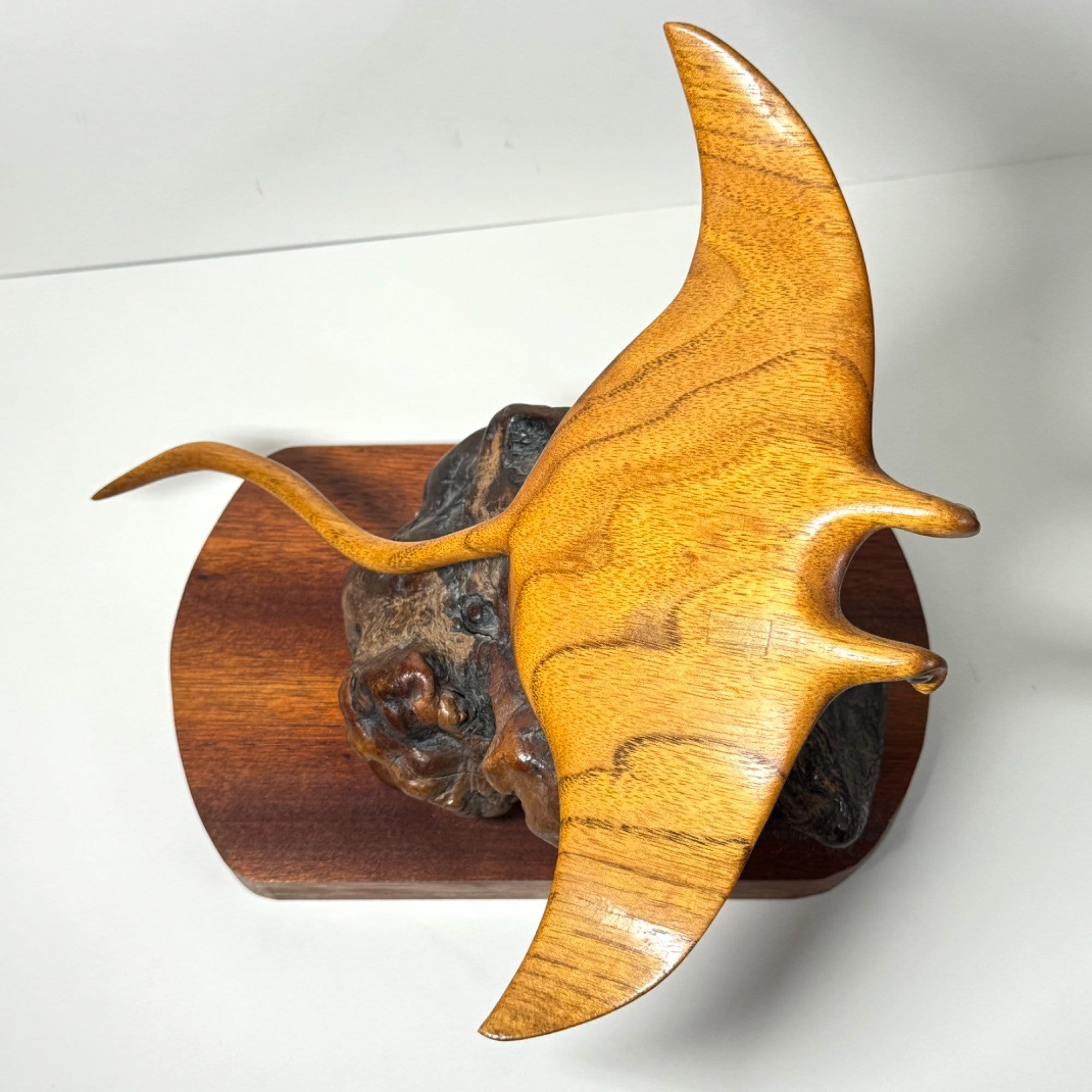 Vintage Hand-carved Manta Ray Wood Sculpture on Base - Etsy