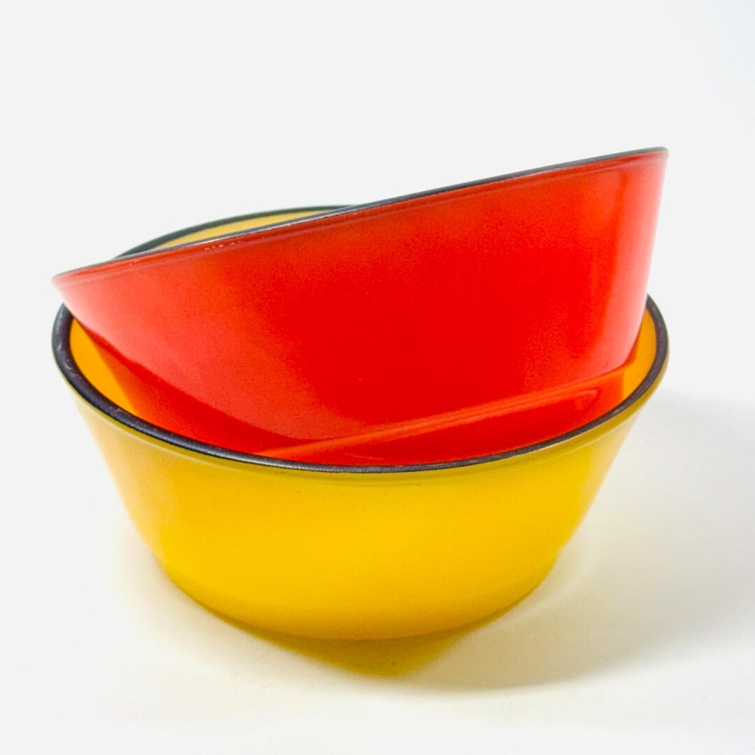 Vintage Pair Fire King 5" Bowls Black Rim Excellent - Etsy