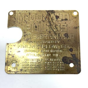 Vintage Mcdonald Pitless by Moline Plow Co Brass Scale Front/cover/name ...