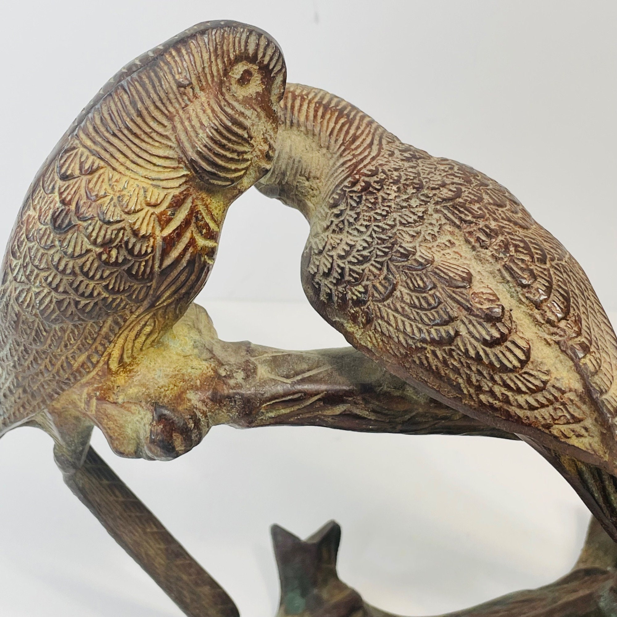 Vintage Long Tail Bronze Parakeets Sculpture Statue - Etsy