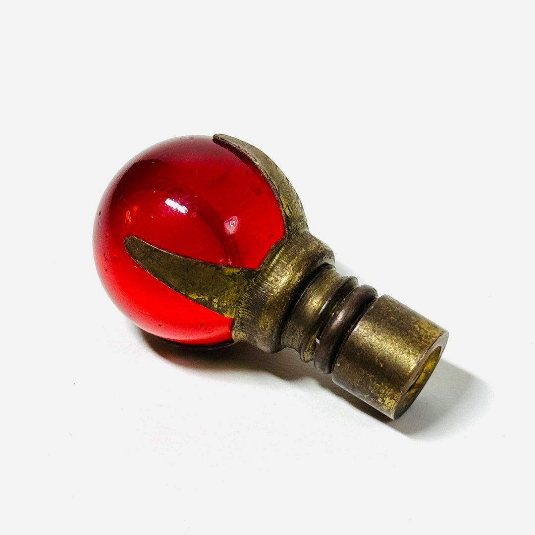 Antique/vintage Art Deco Red Glass Ball Brass Threaded Lamp Finial - Etsy