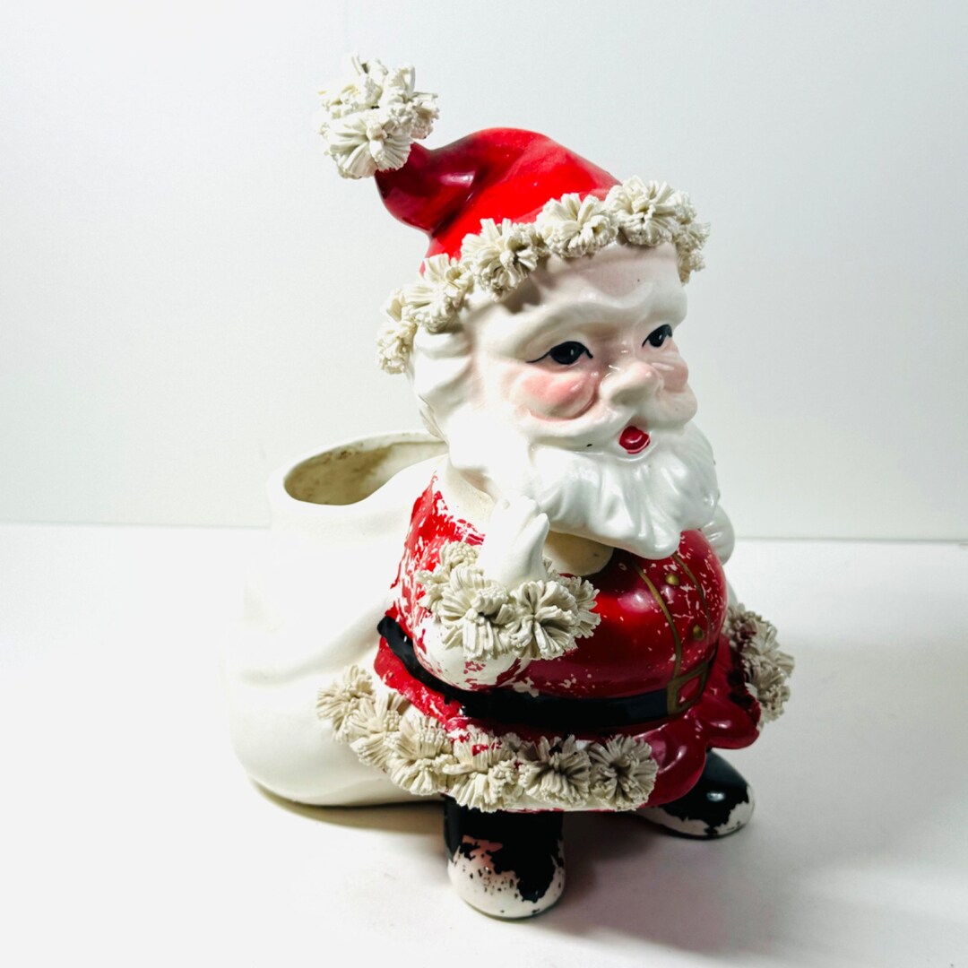 Vintage RELPO Spaghetti Santa Nodder Bobble Head Planter Ceramic ...