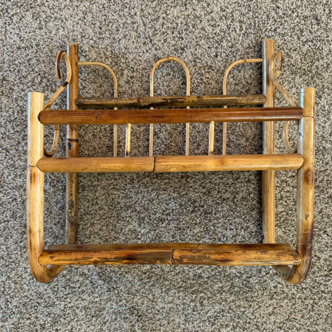 Vintage Bamboo Wall Hanging Shelf - Etsy
